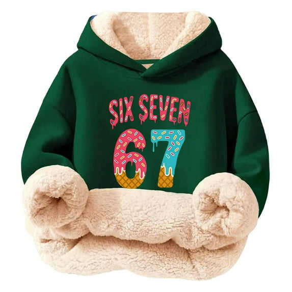 Girls 6 7 Long Sleeve Hooded Sweatshirt Thick Graphic Hoodie Cute ...
