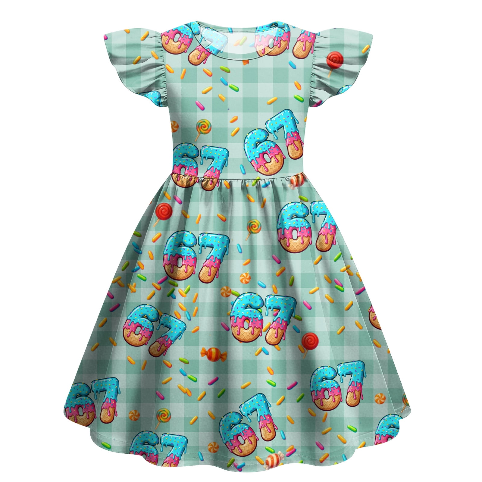Girls' 67 Casual Sundress - Six Seven Meme Ice Cream Design, Flutter ...