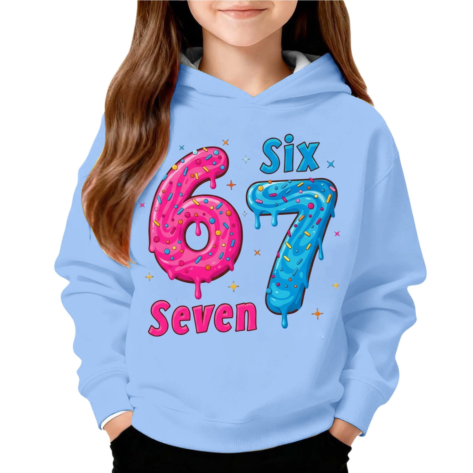 Girls' 67 Hoodies Letter Graphic Print Cute Hoodies Long Sleeve ...