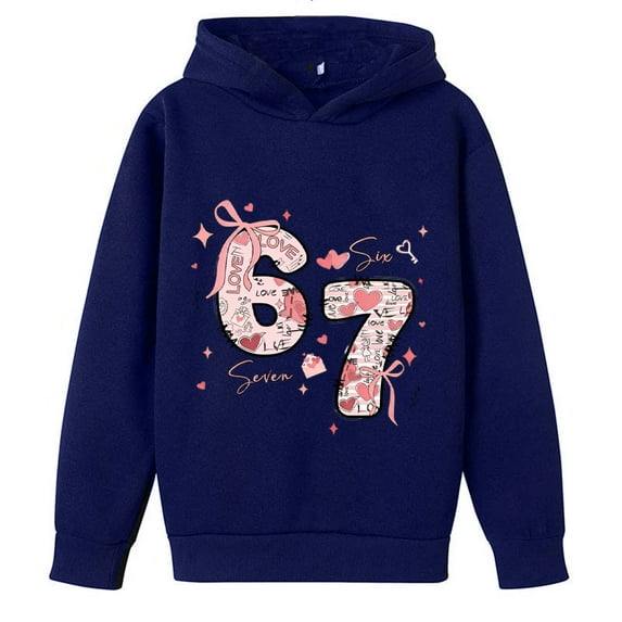 Girls 67 Hoodies Long Sleeve Hooded Sweatshirt Thick Graphic Hoodie ...