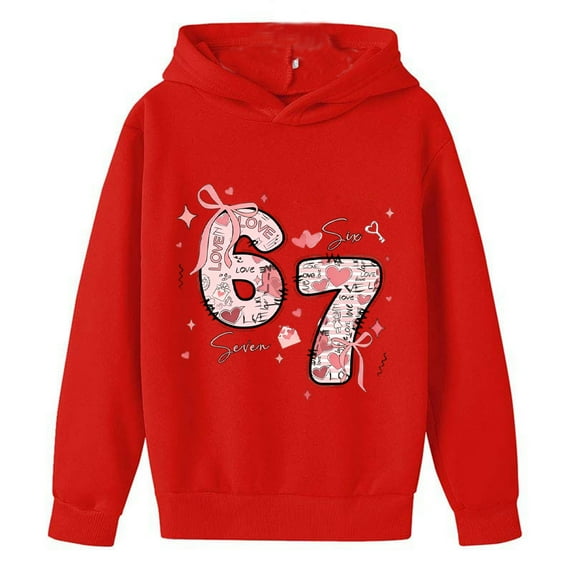 Girls 67 Hoodies Long Sleeve Hooded Sweatshirt Thick Graphic Hoodie ...