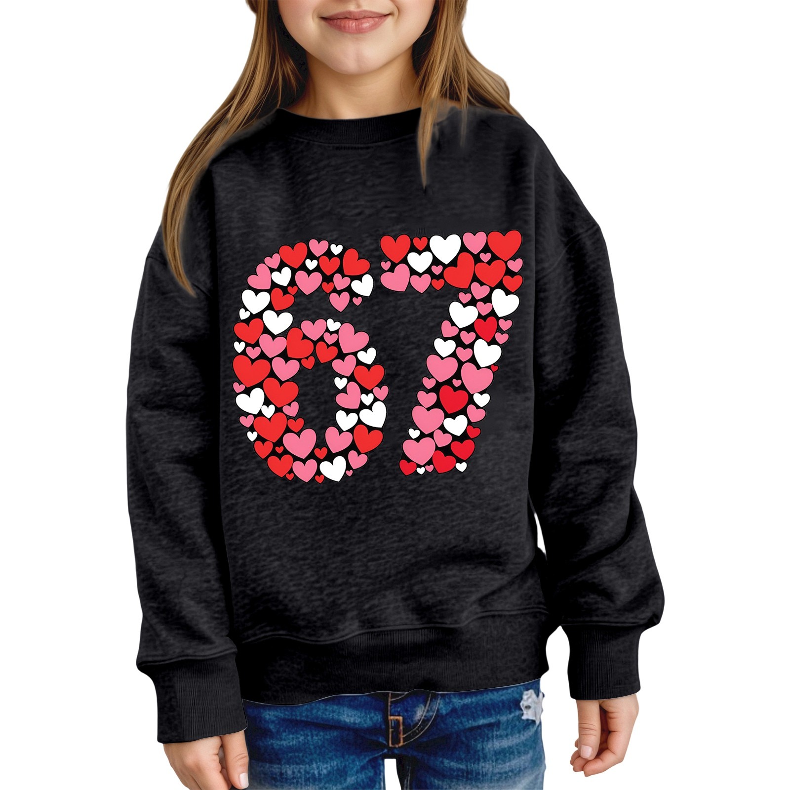 Girls 67 Meme Hoodie Relaxed Fit Ultra Comfort 6 7 Meme Pullover 100 ...