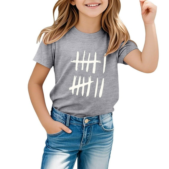 Girls 67 Printed T-Shirts - Girls Short Sleeve Crewneck Shirts Funny 6 ...