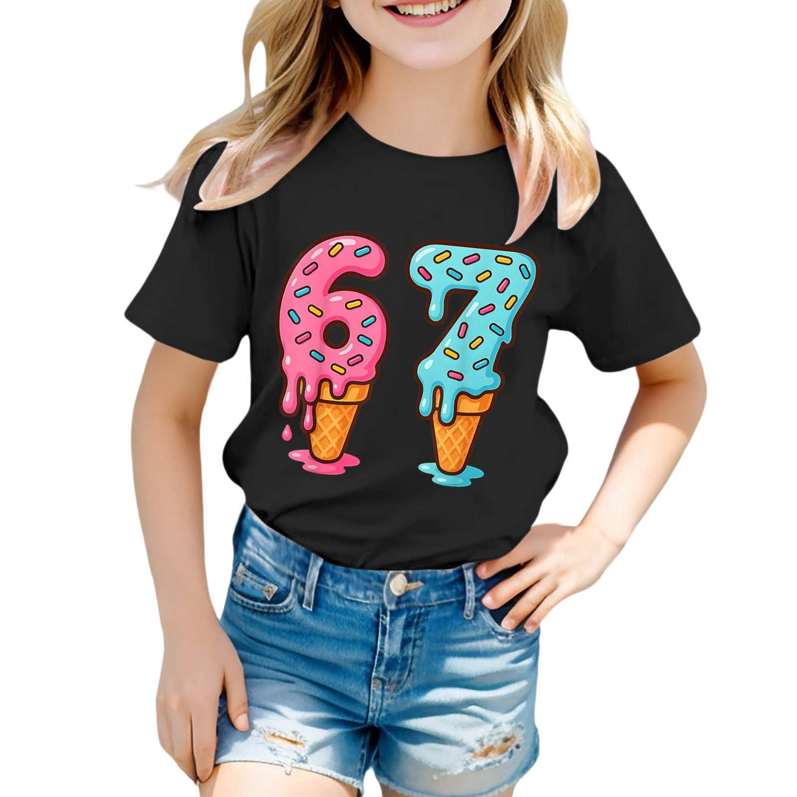 Girls 67 Six Seven Tshirts Ice Cream Drip Shirts Boys Girls Kids 6 7 ...