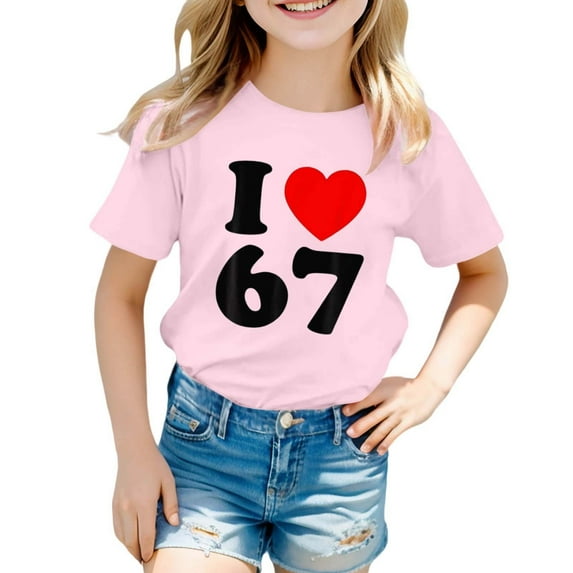 Girls 67 Six Seven Tshirts Meme Gen Alpha Slang 6 7 Hands Funny Boys ...