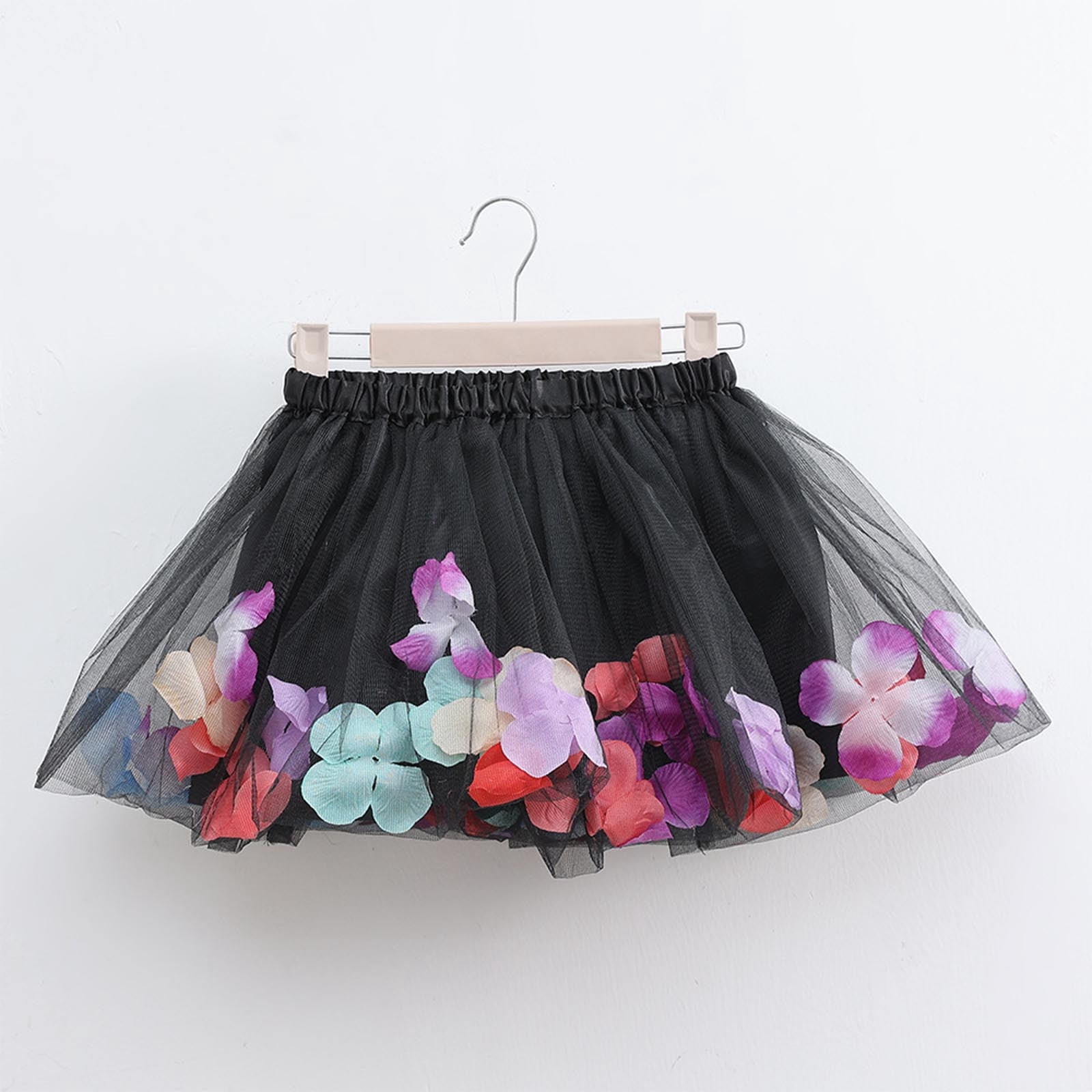 Girls A-Line Mesh Skirt Girls Layered Mesh Skirts Floral Tutus Dance ...
