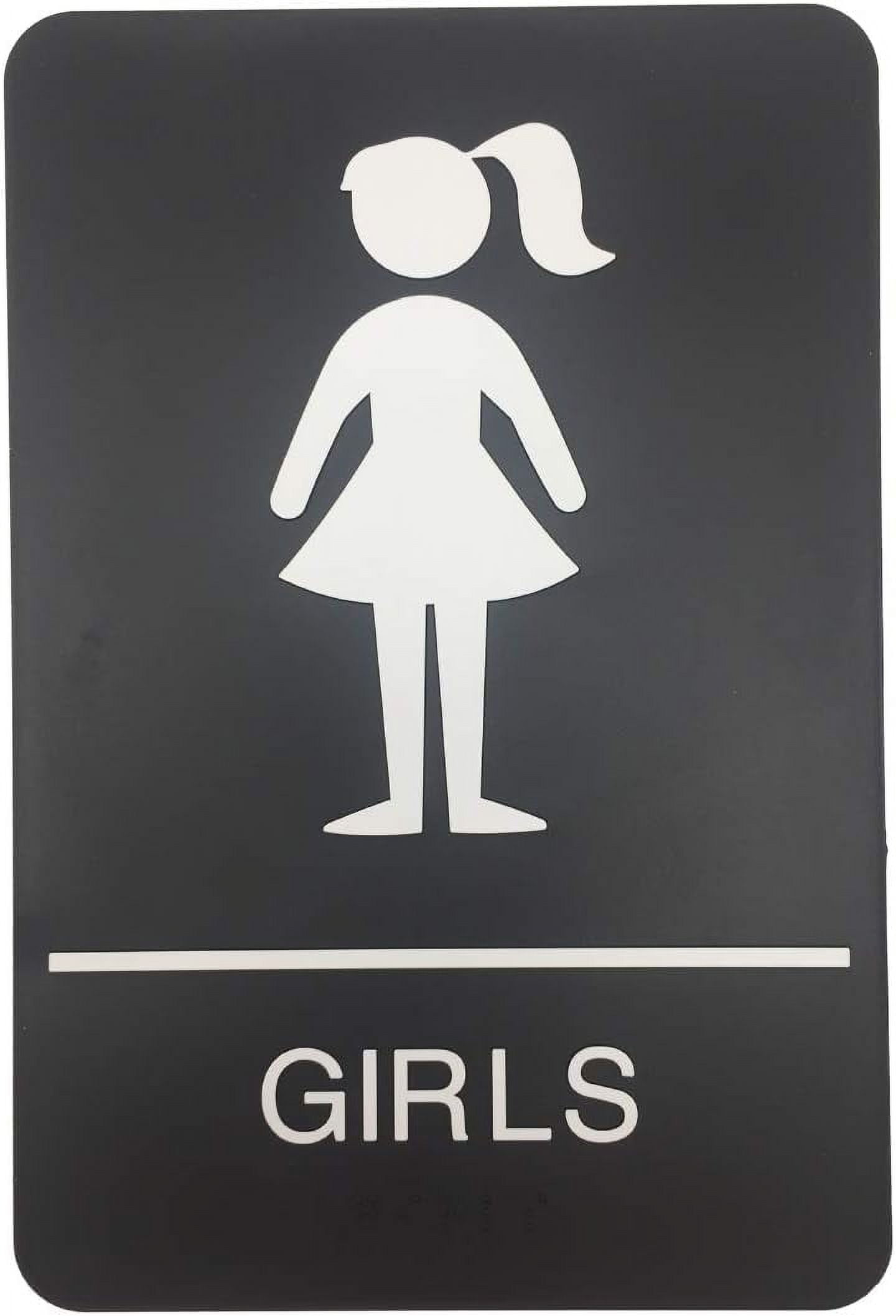 Girls ADA Compliant Restroom Sign - Includes Adhesive Tape and ...