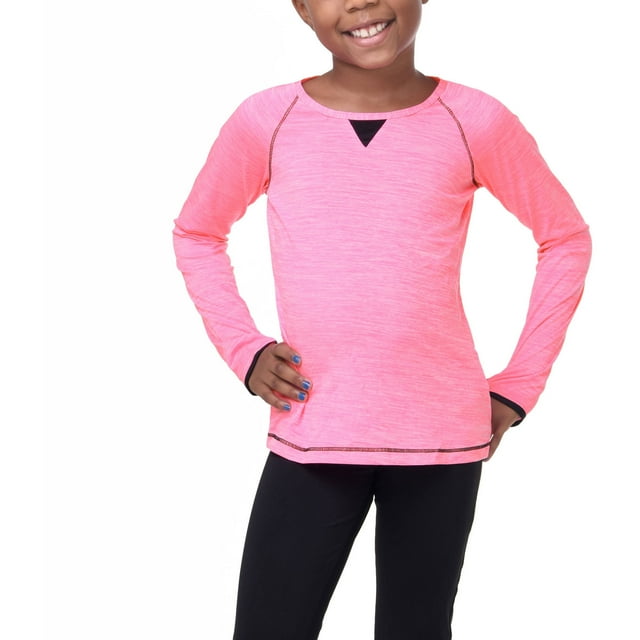Girls Active Long Sleeve Melange Tee - Walmart.com