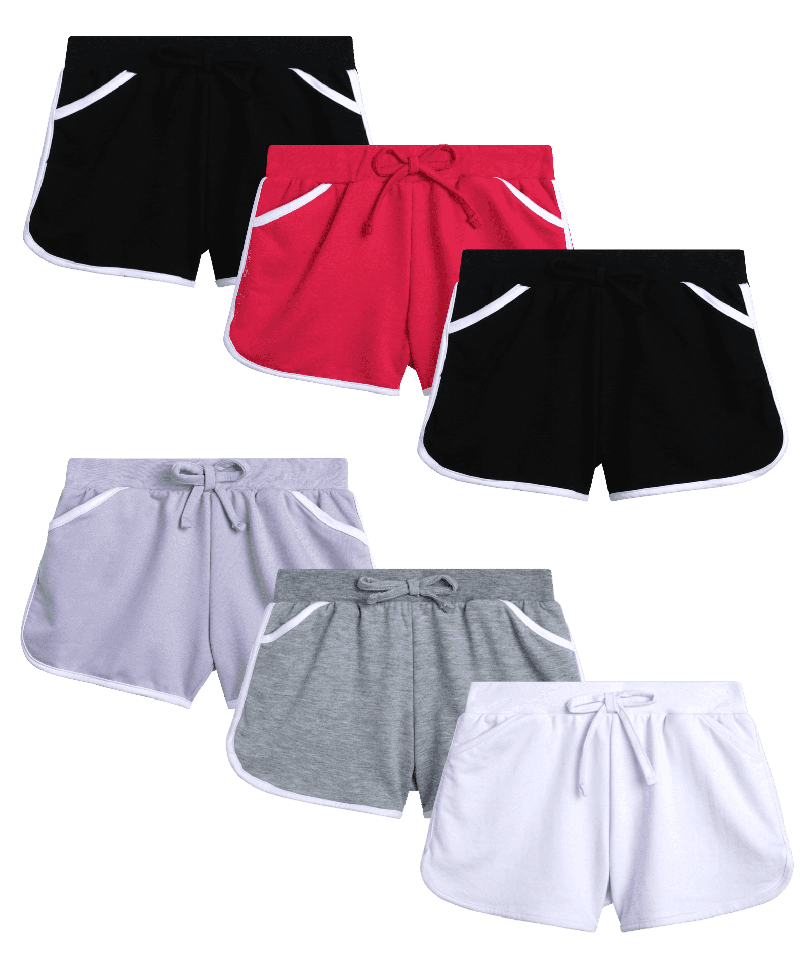 Real Love Girls' Active Shorts 6 Pack French Terry Athletic Gym Dolphin ...