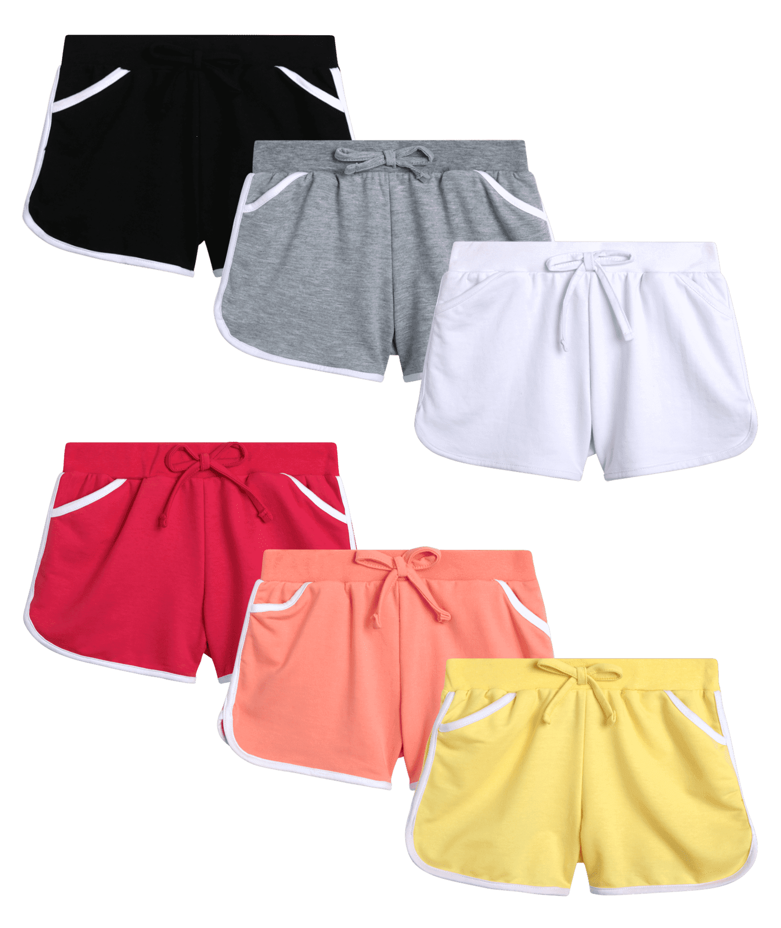 Real Love Girls' Active Shorts, 6 Pack French Terry Gym Dolphin Shorts ...
