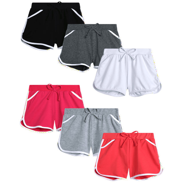 Real Love Girls' Performance Active Shorts - 6 Pack Soft Athletic Gym ...