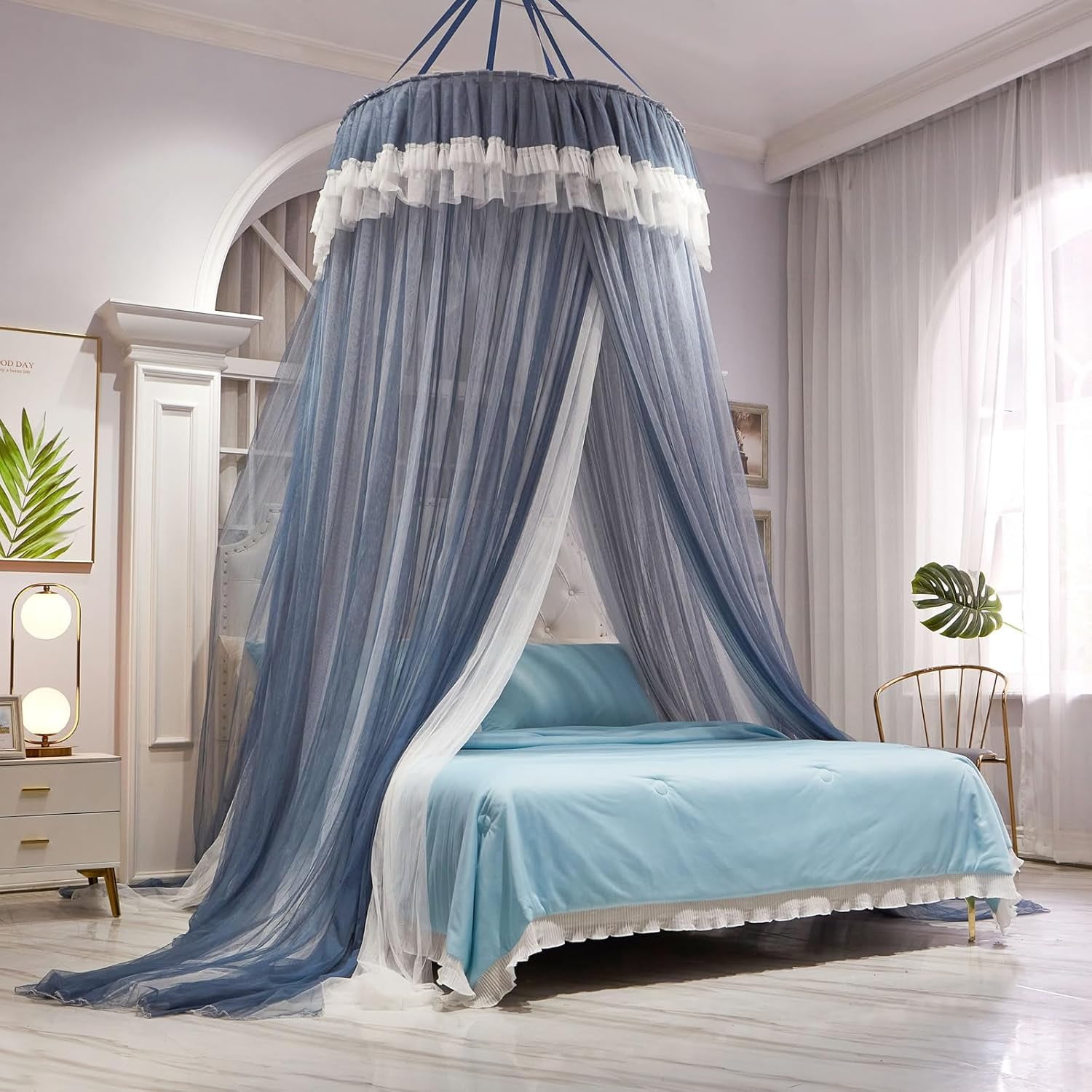 Girls and Adults Canopy Bed, Elegant Double-Layer Bed Curtain, Children ...