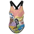 Girls Adventure Cartoon Time One Piece Swimsuits Bathing Suits Cross ...