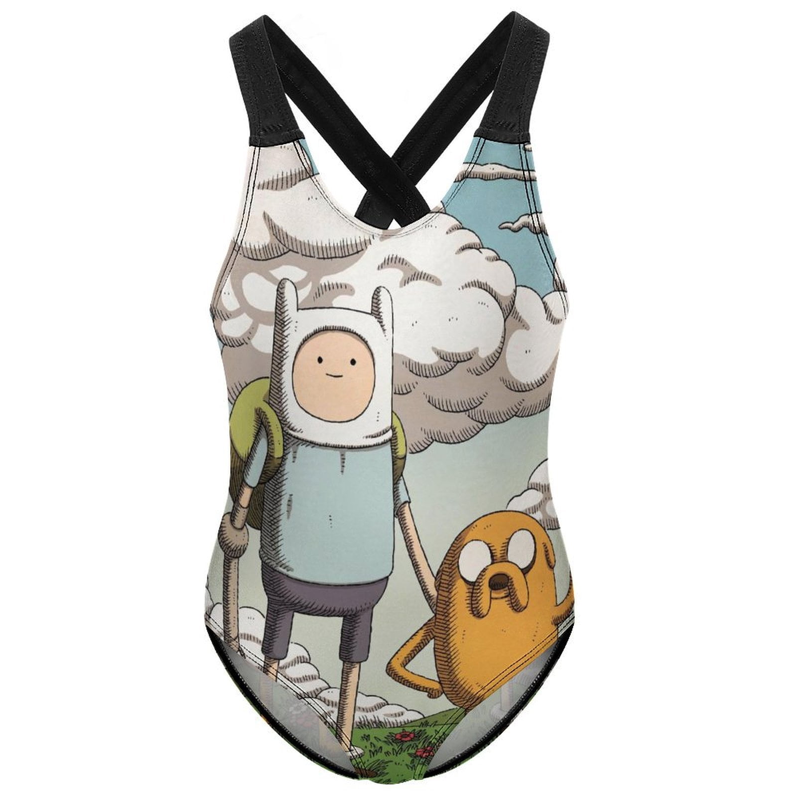 Girls Adventure Cartoon Time One Piece Swimsuits Bathing Suits Cross ...