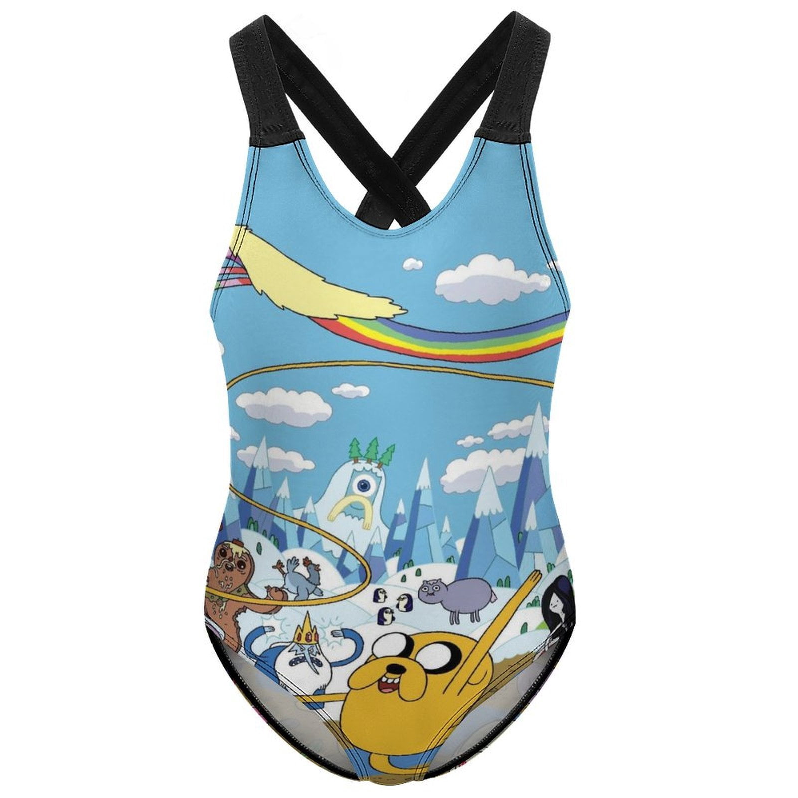 Girls Adventure Cartoon Time One Piece Swimsuits Bathing Suits Cross ...