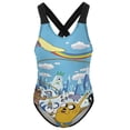 Girls Adventure Cartoon Time One Piece Swimsuits Bathing Suits Cross ...