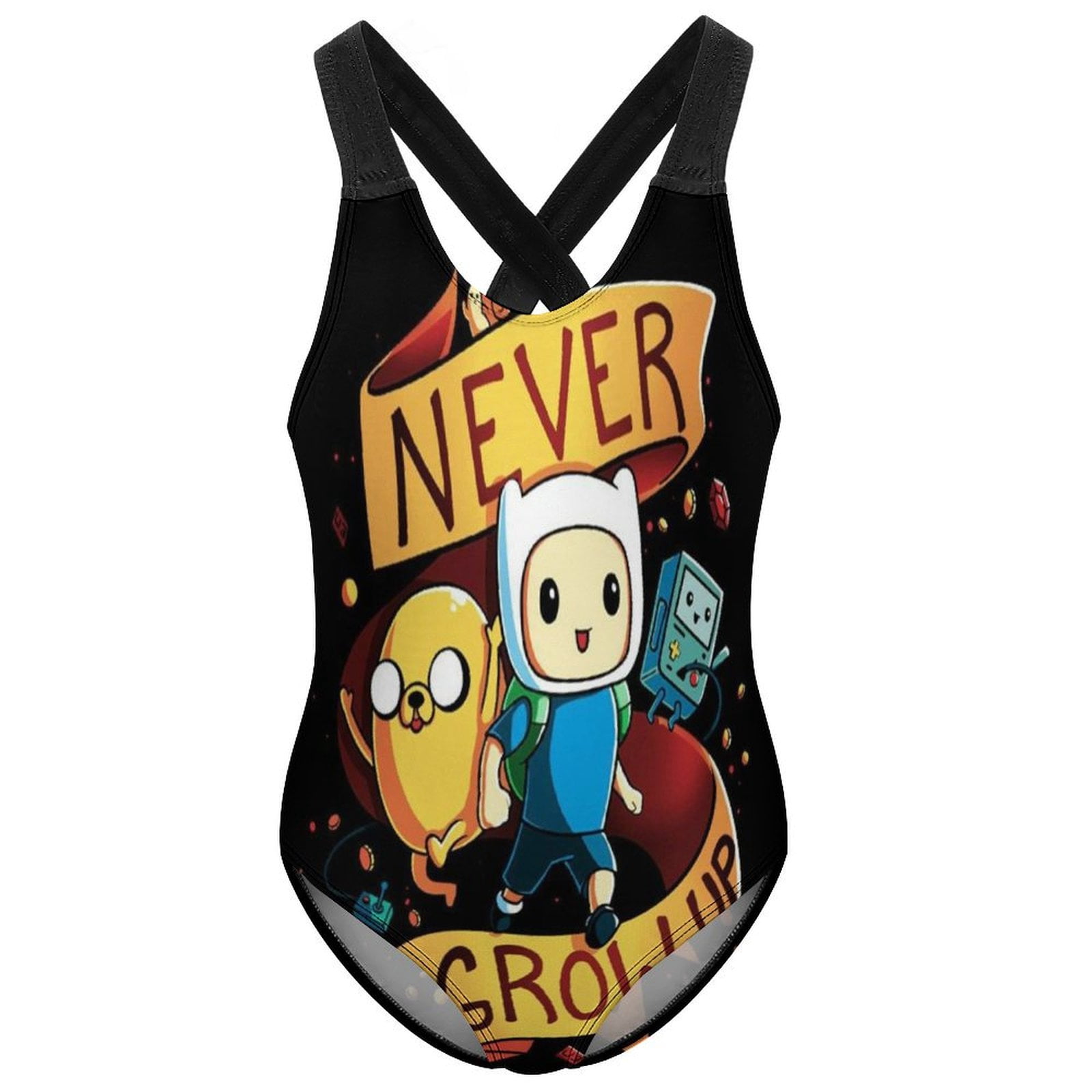 Girls Adventure Cartoon Time One Piece Swimsuits Bathing Suits Cross ...