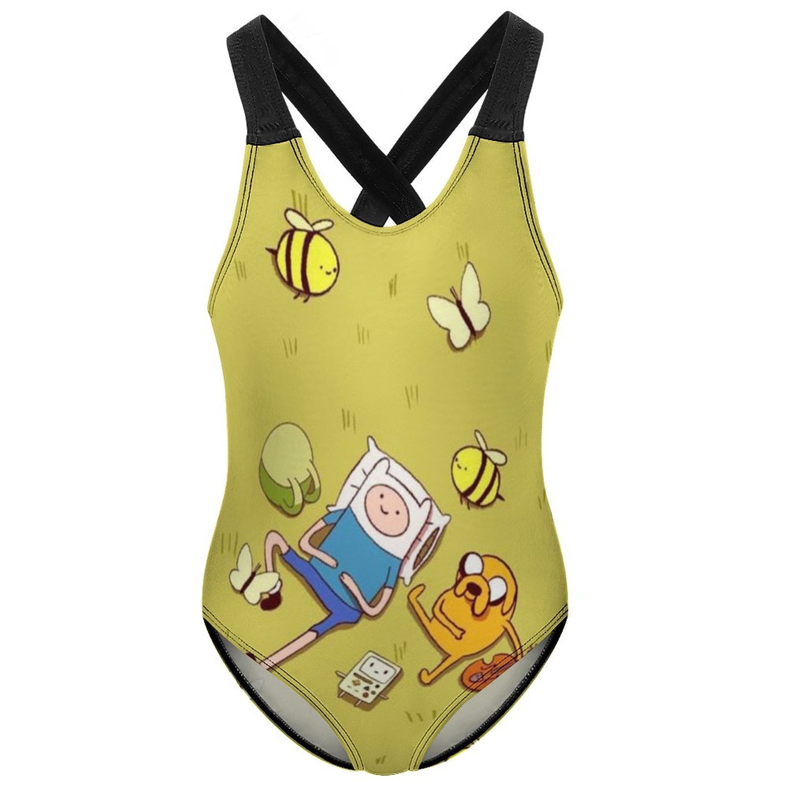 Girls Adventure Cartoon Time One Piece Swimsuits Bathing Suits Cross ...