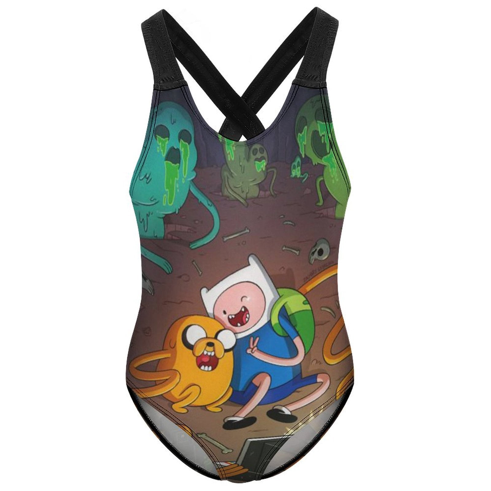 Girls Adventure Cartoon Time One Piece Swimsuits Bathing Suits Cross ...