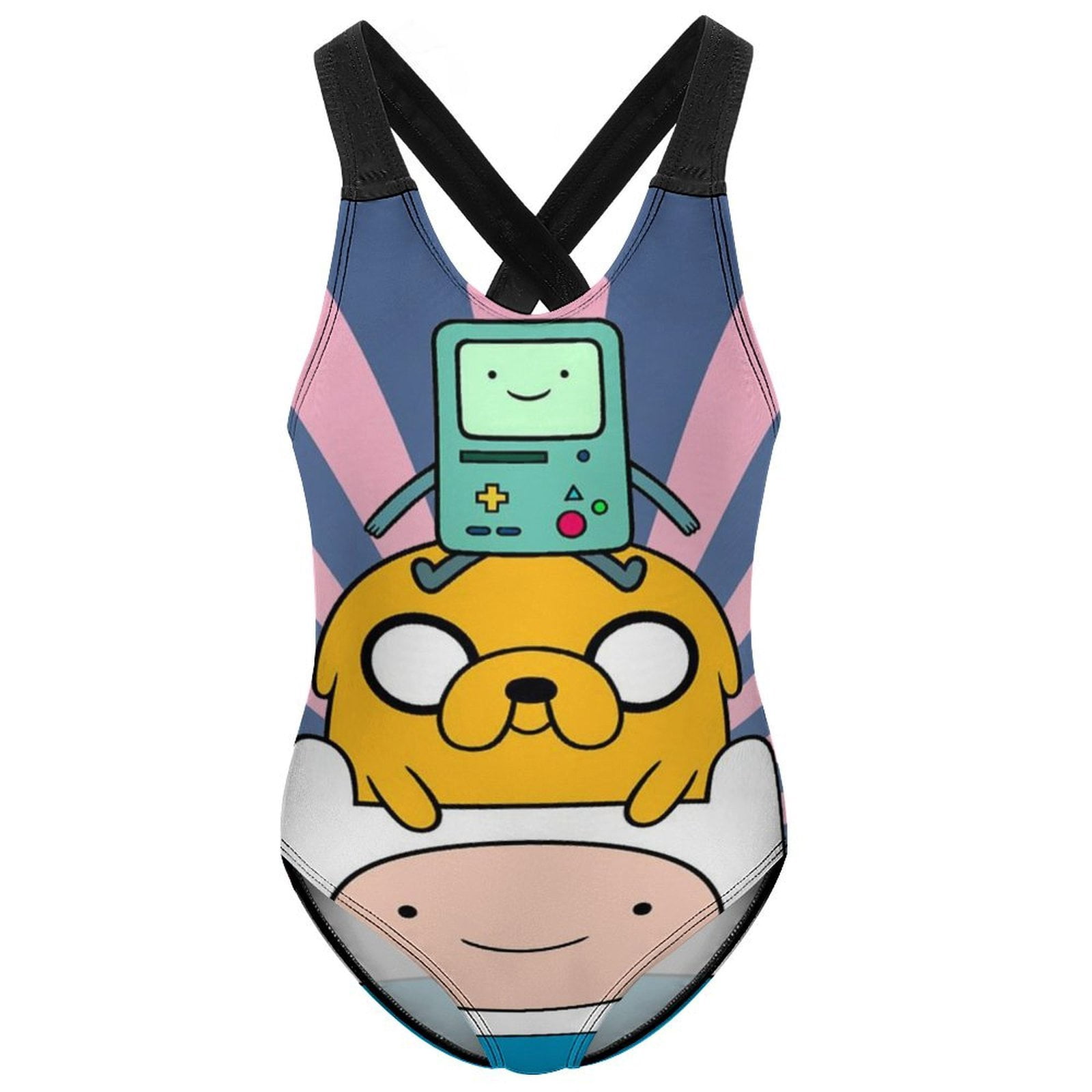 Girls Adventure Cartoon Time One Piece Swimsuits Bathing Suits Cross ...