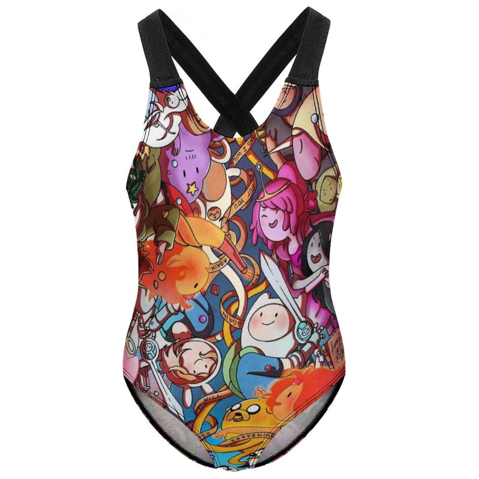 Girls Adventure Cartoon Time One Piece Swimsuits Bathing Suits Cross ...