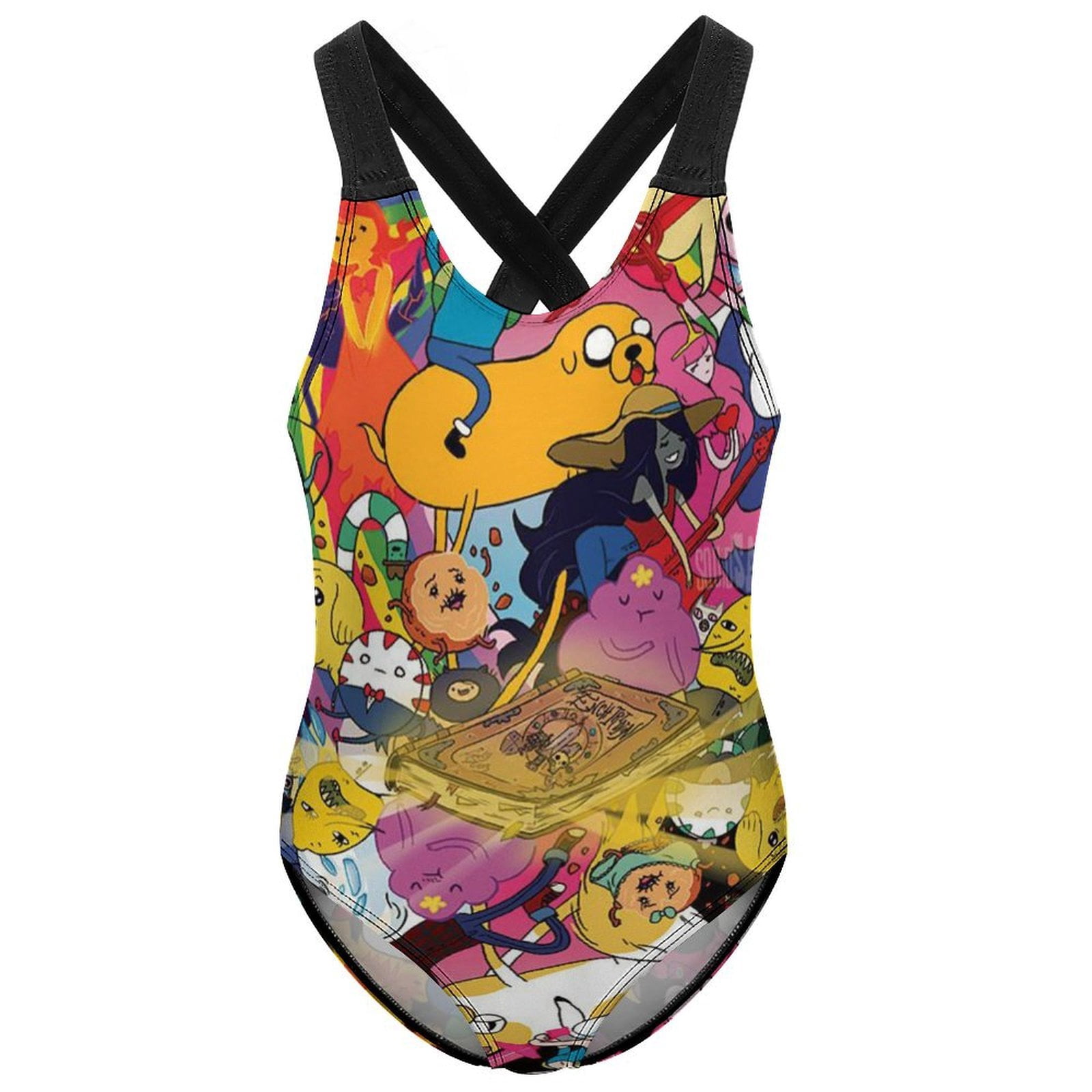 Girls Adventure Cartoon Time One Piece Swimsuits Bathing Suits Cross ...