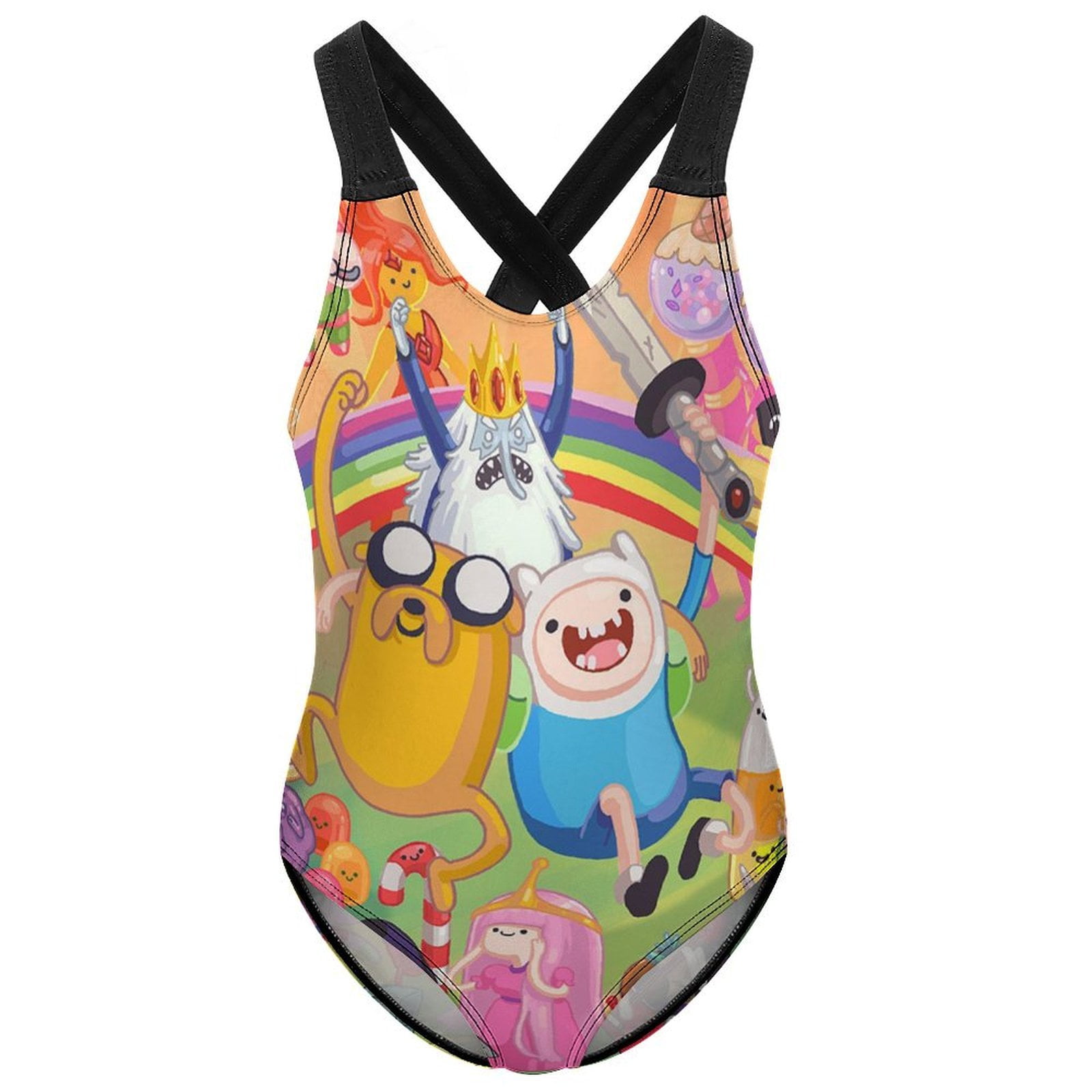 Girls Adventure Cartoon Time One Piece Swimsuits Bathing Suits Cross ...