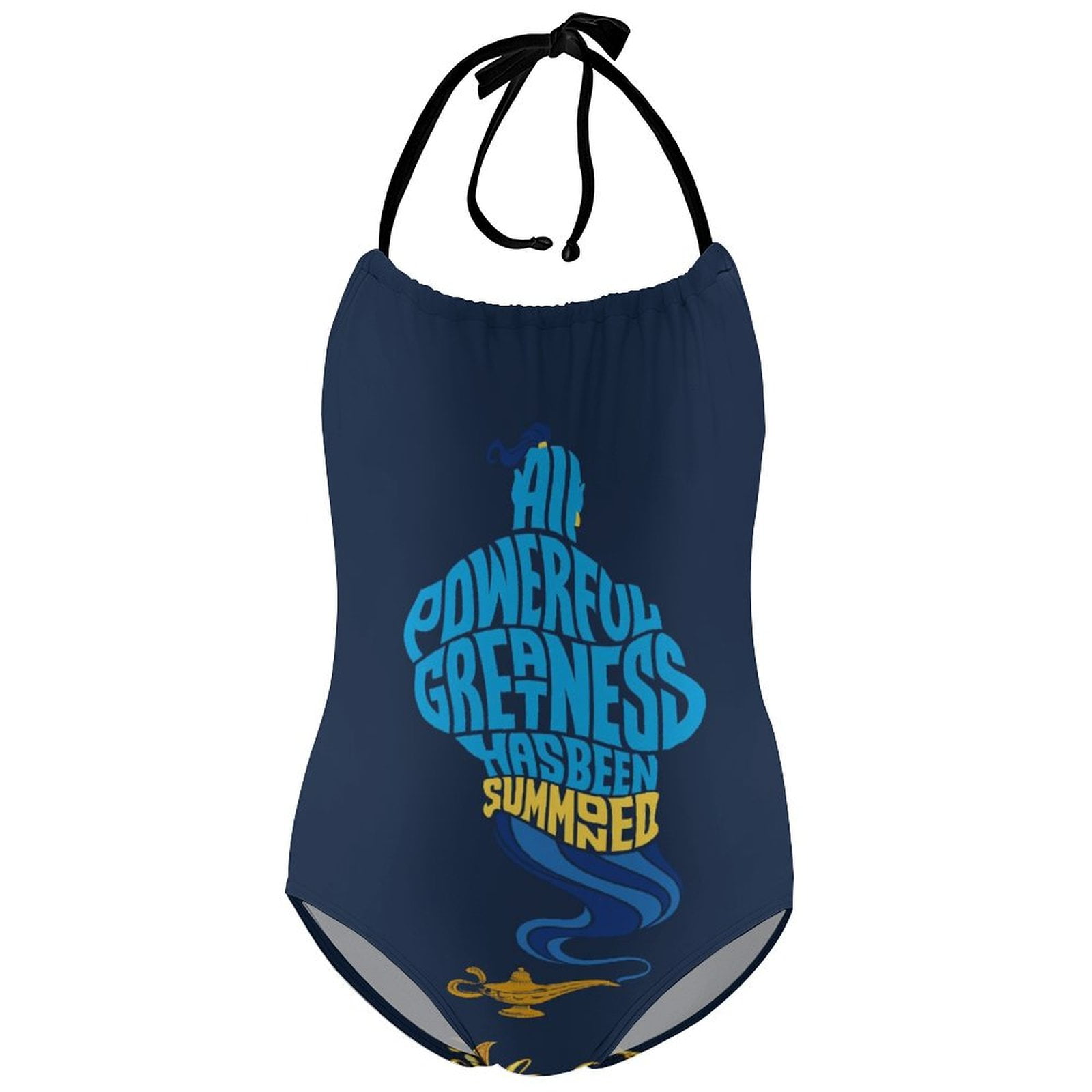 Girls Alad-di Gen-ie Bathing Suit One Piece Halter Neck Strap Swimwear ...