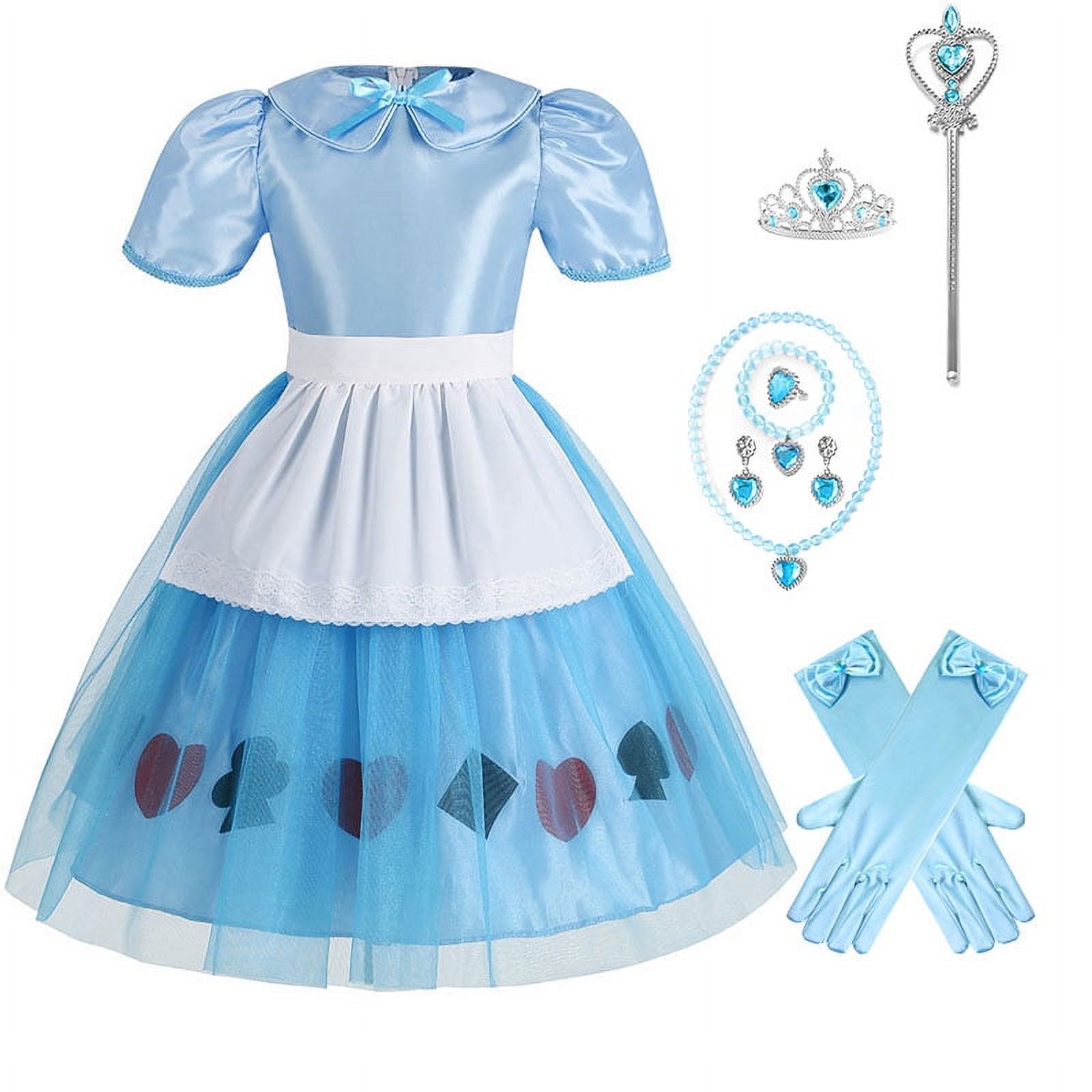 Girls Alice Costume Pirncess Wonderland Alice Costume Halloween Cosplay ...