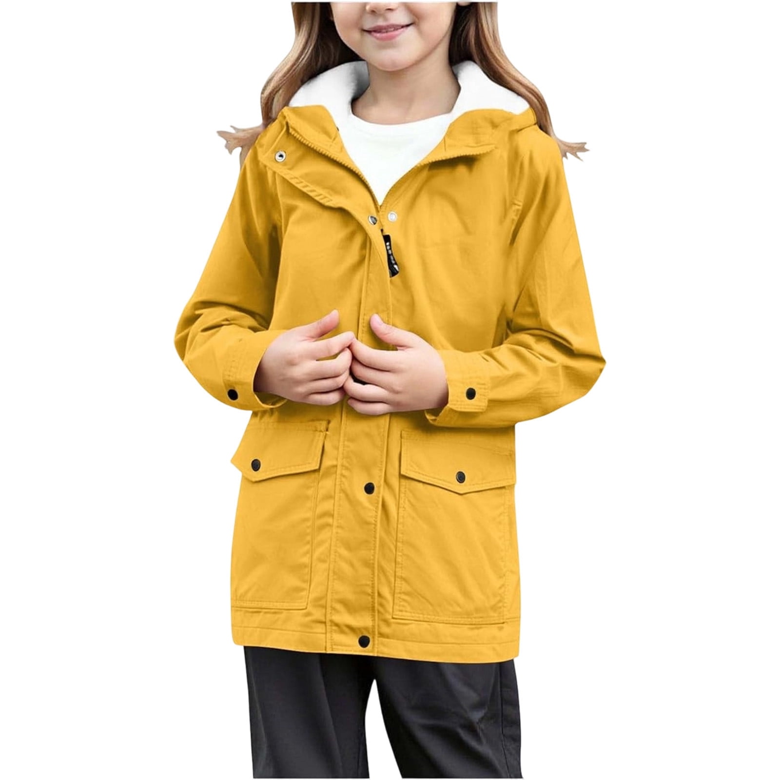 Girls All Weather Lined Raincoat Windbreaker Hooded Jacket For Outdoor ...