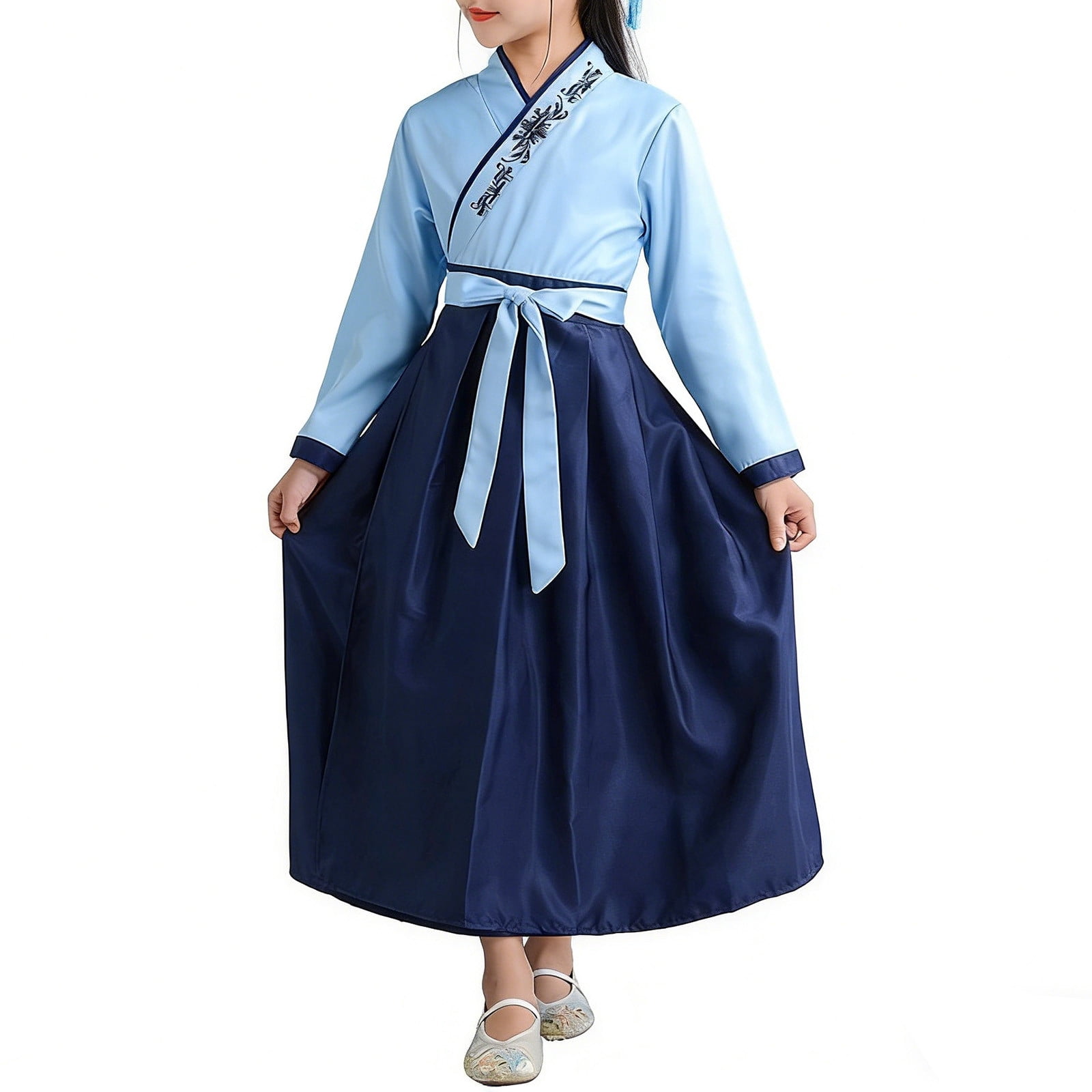 Girls Ancient Hanfu Dress Set Chiffon Elegant Chinese New Year ...