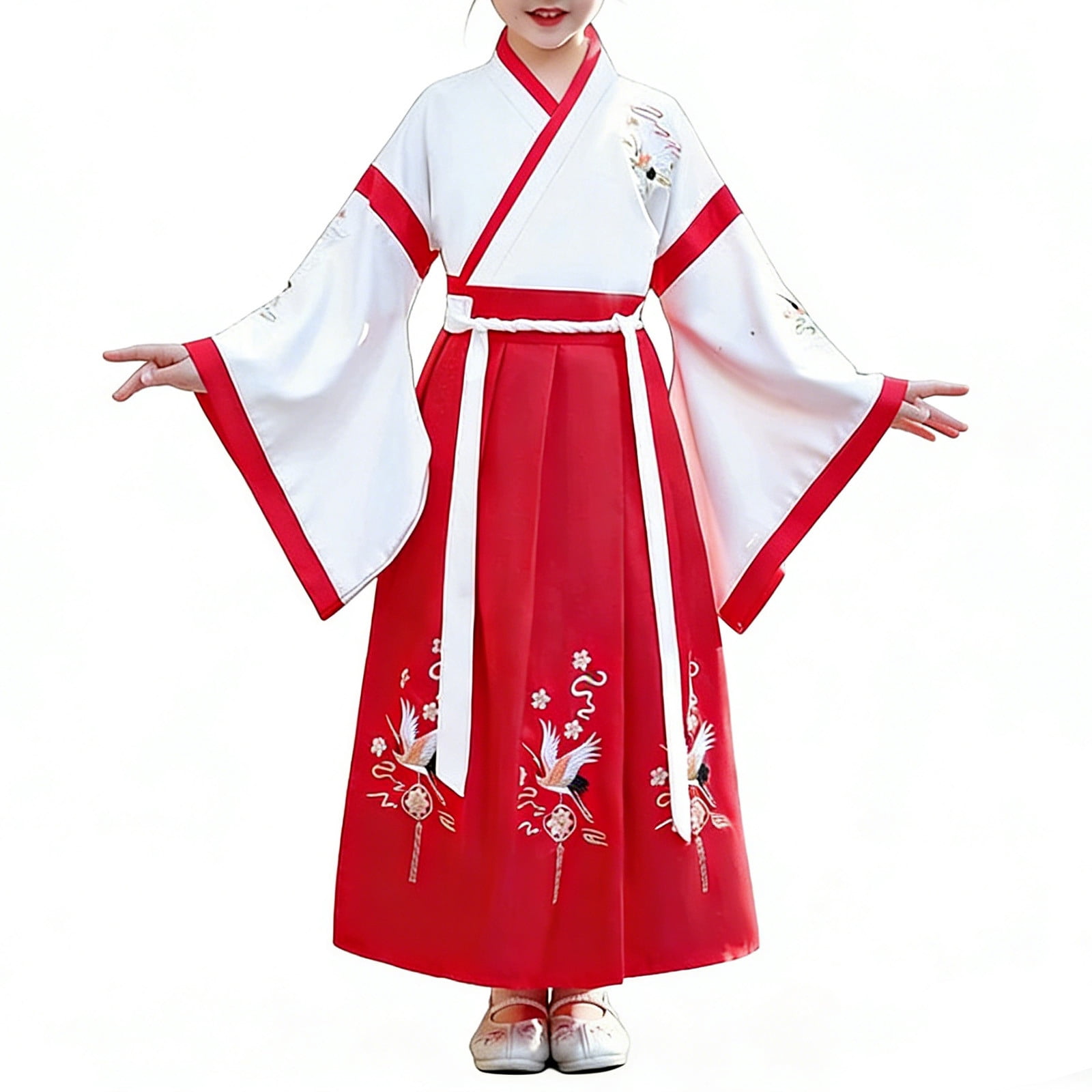 Girls Ancient Hanfu Dress Set Chiffon Elegant Chinese New Year ...