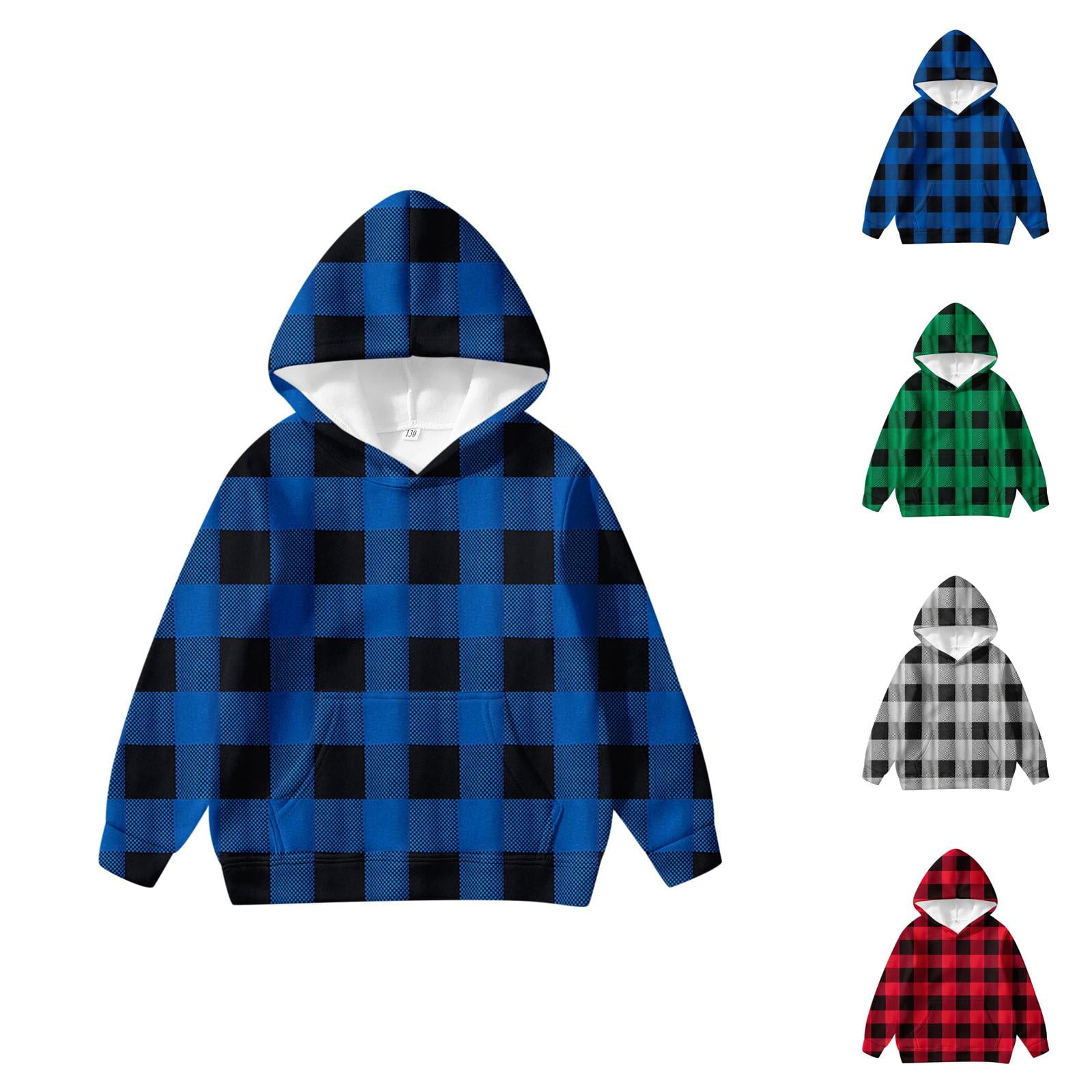 Girls And Boys Autumn And Winter Color Round Neck Long Sleeved Pocket ...