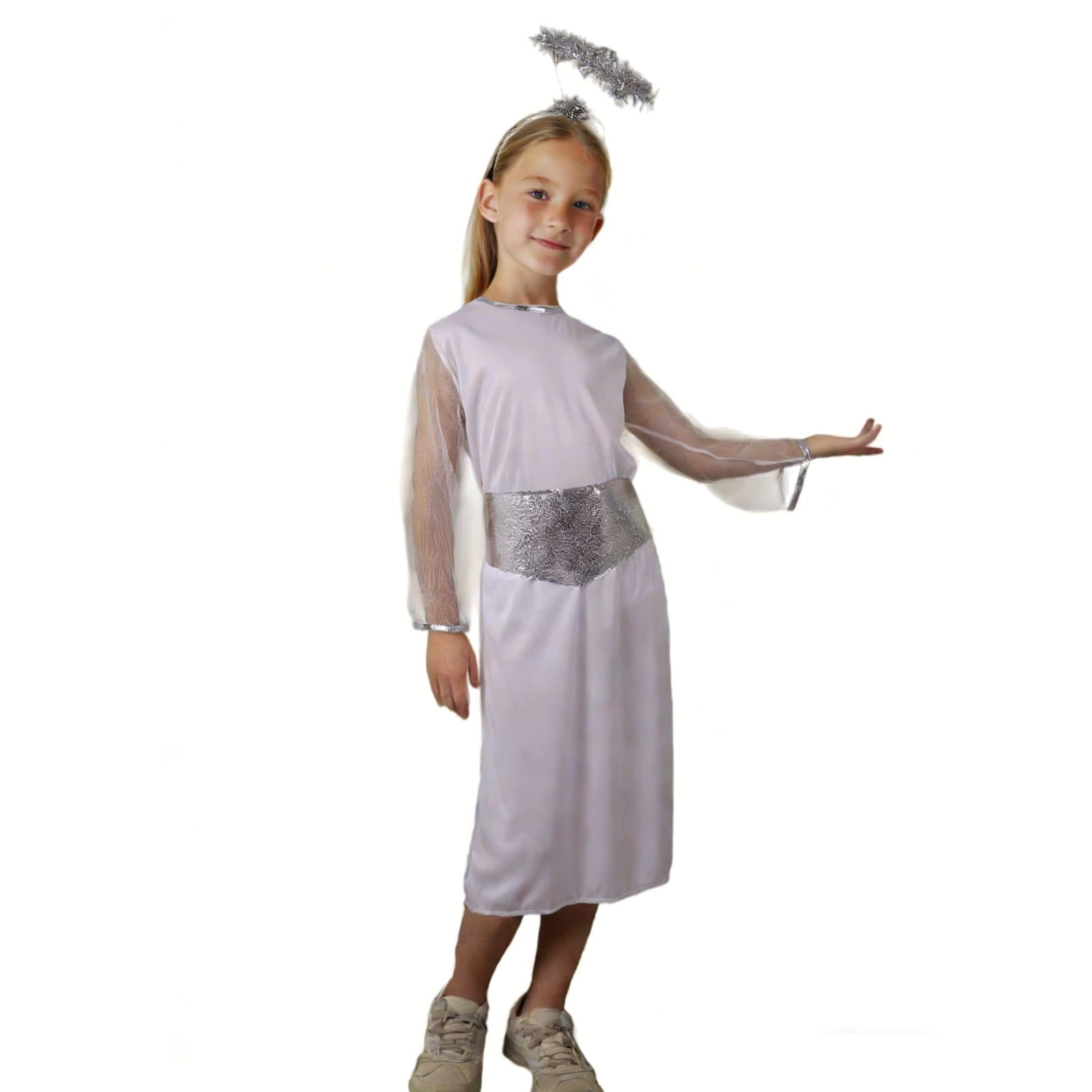 Girls Angel Tutu Dress for Performance, White Long Fairy Tale Gown for ...