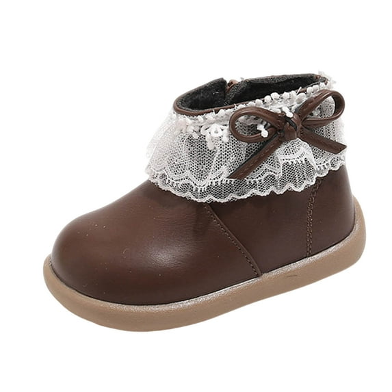 Girls Ankle Boots Kids Fashion Booties with Lace Zipper Dress Boot Low Heels Slip On Casual ...