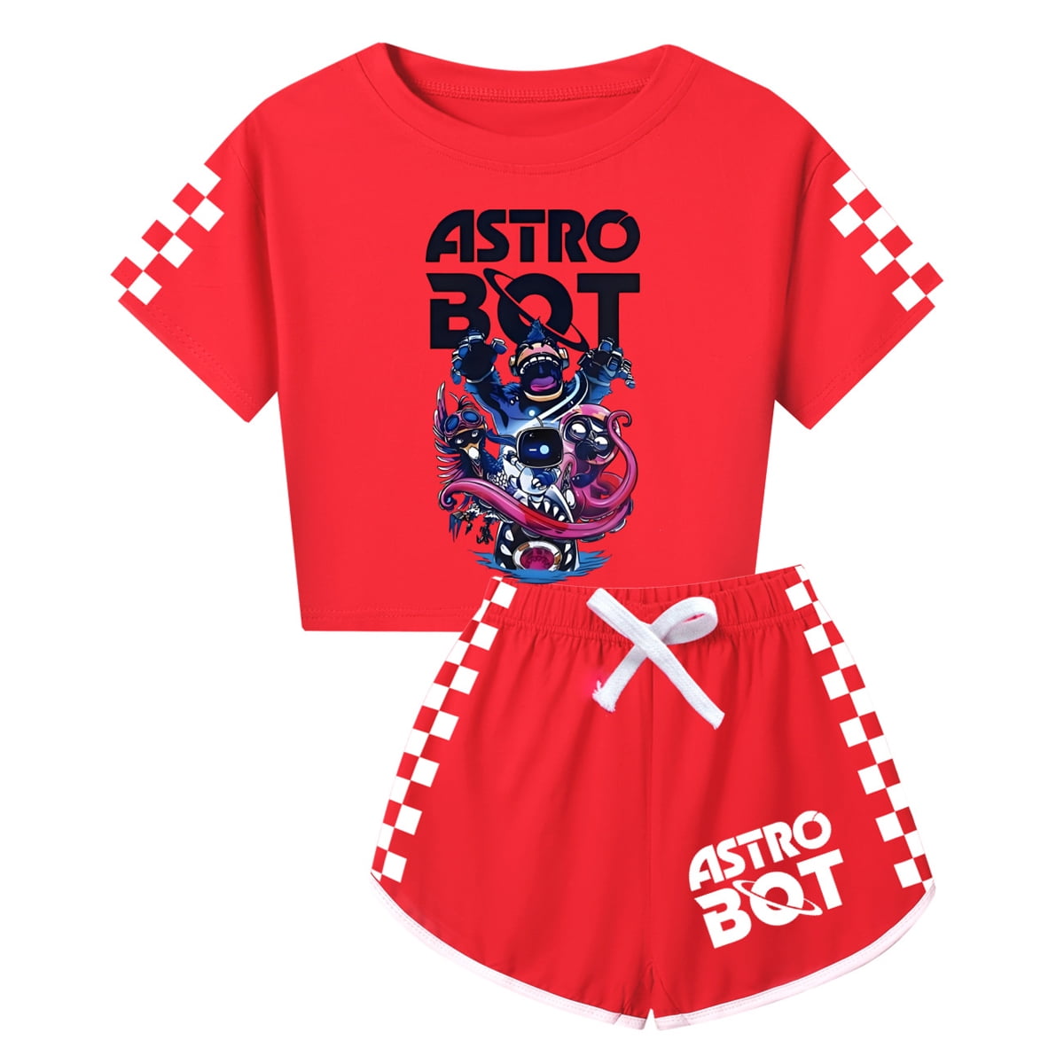 Girls Astro Bot Game Cartoon Short Sleeve T-shirt and Shorts Athletic ...