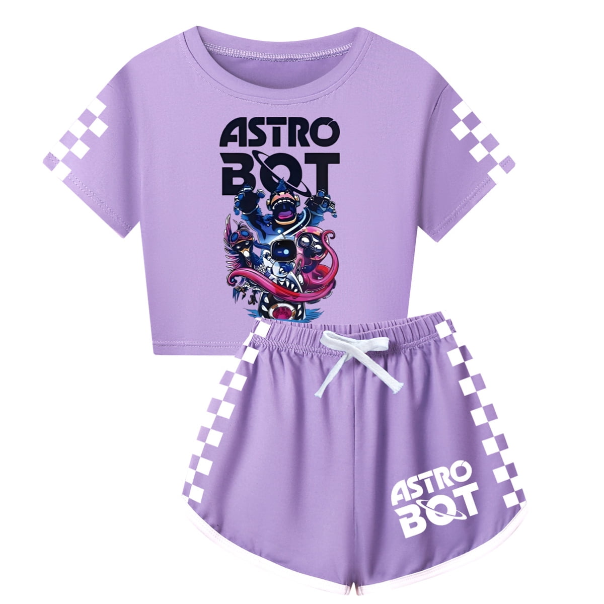 Girls Astro Bot Game Cartoon Short Sleeve T-shirt and Shorts Athletic ...