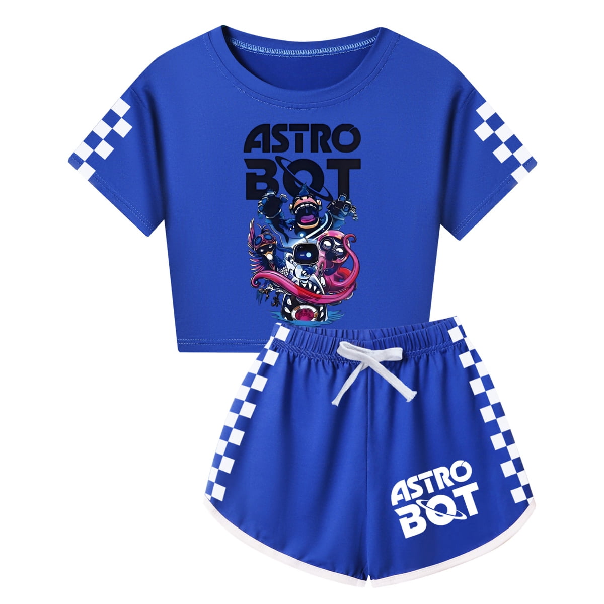 Girls Astro Bot Game Cartoon Short Sleeve T-shirt and Shorts Athletic ...