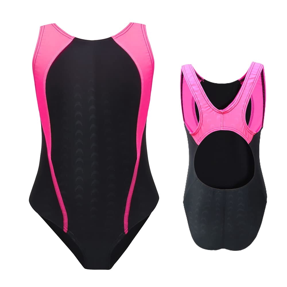 Girls' Athletic One Piece Swimsuit Kids Black Swimwear for Swim Team ...