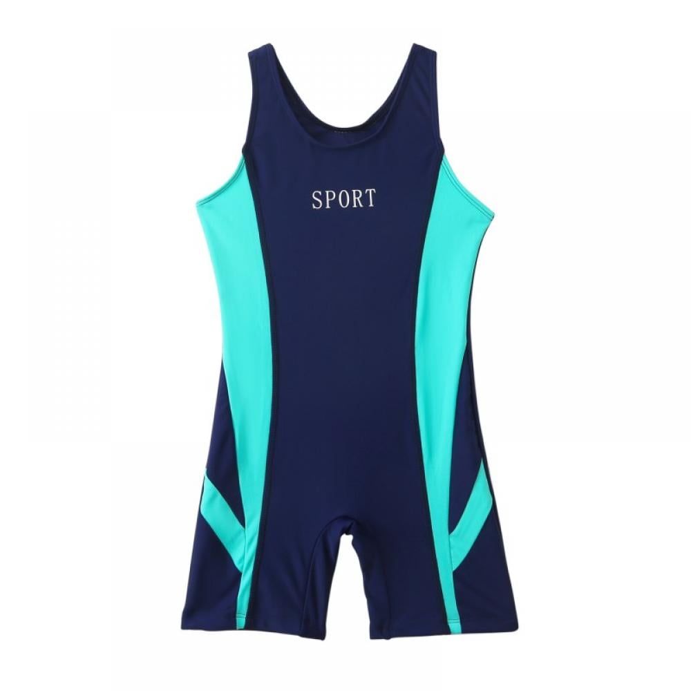 Girls Athletic One Piece Swimsuit Water Sport Short Swimsuit ...