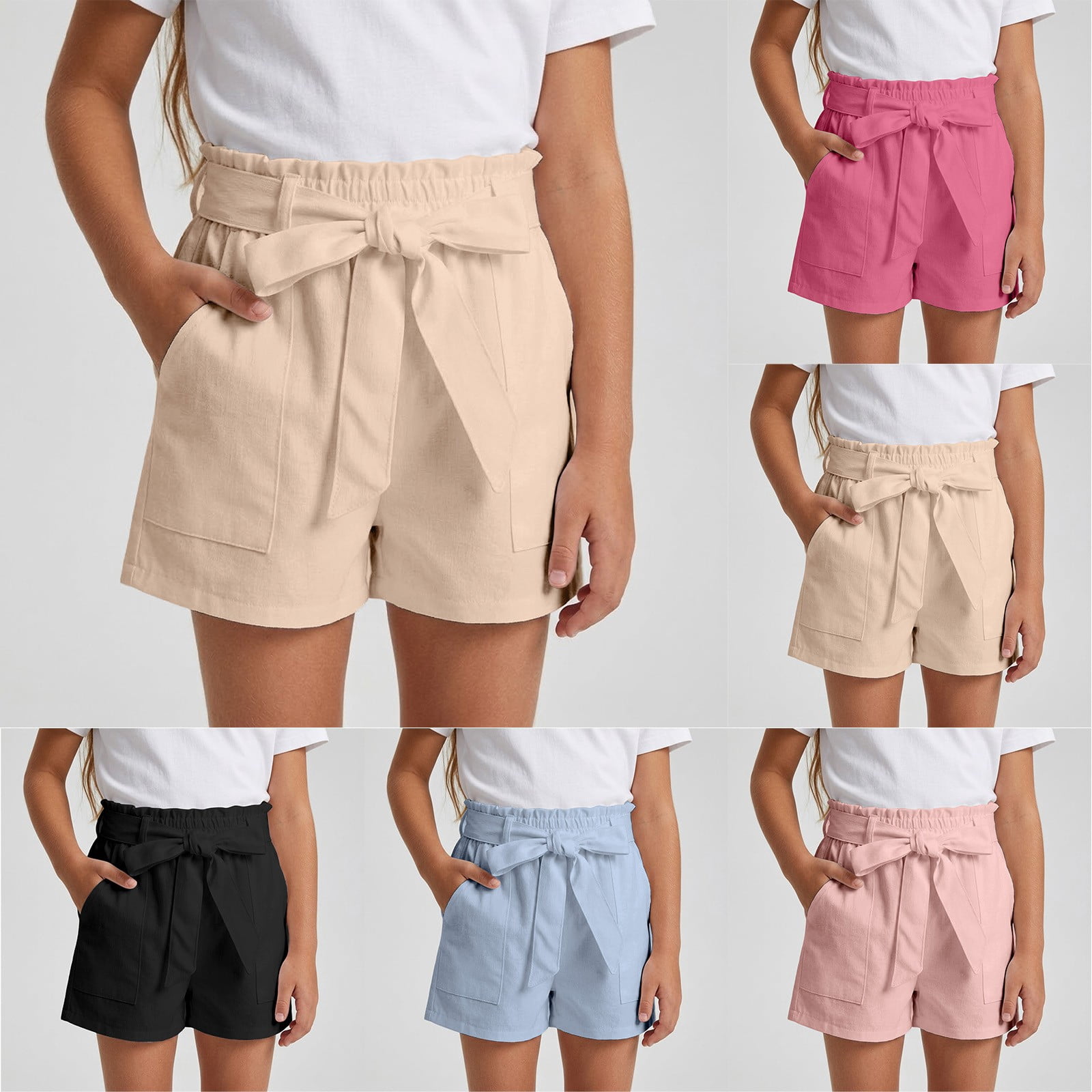 Girls Athletic Shorts Elastic Waist Basic Soft Shorts Slim Fit ...