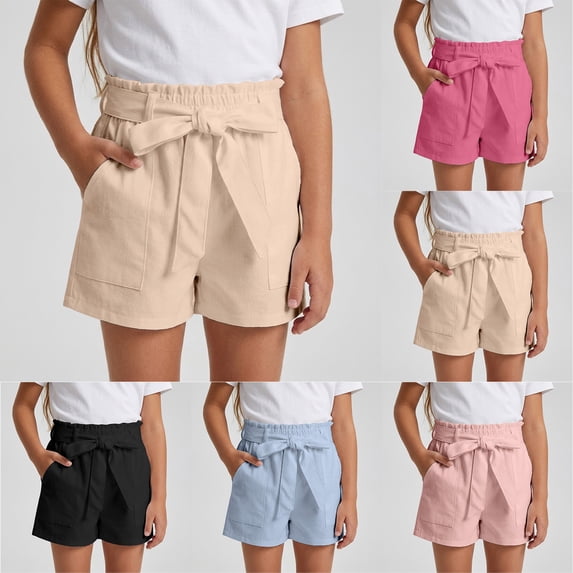 Girls Athletic Shorts Elastic Waist Basic Soft Shorts Slim Fit ...