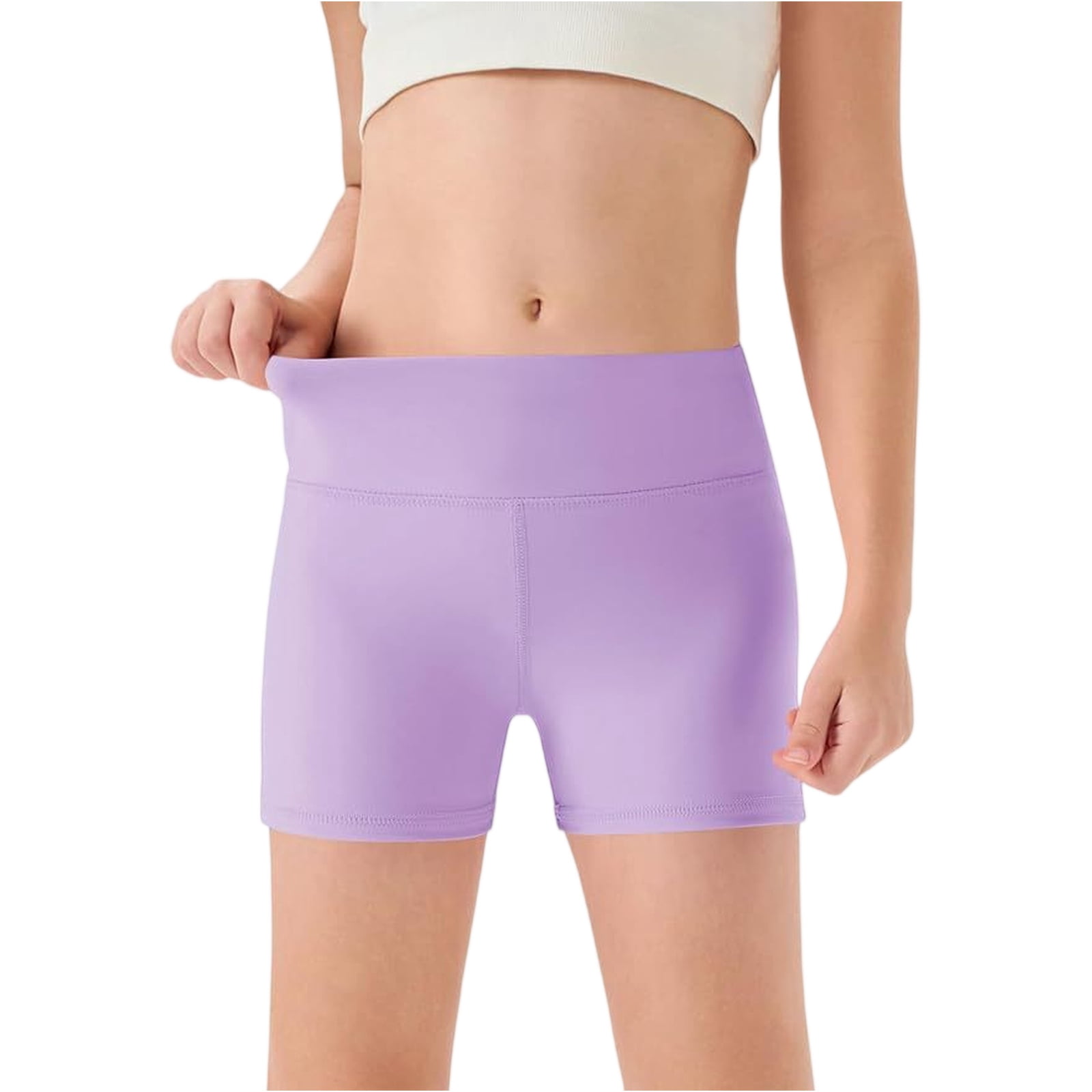 Girls Athletic Shorts Kids Dance High Waisted Yoga Short for Bike Gym Volleyball Running,Purple ...
