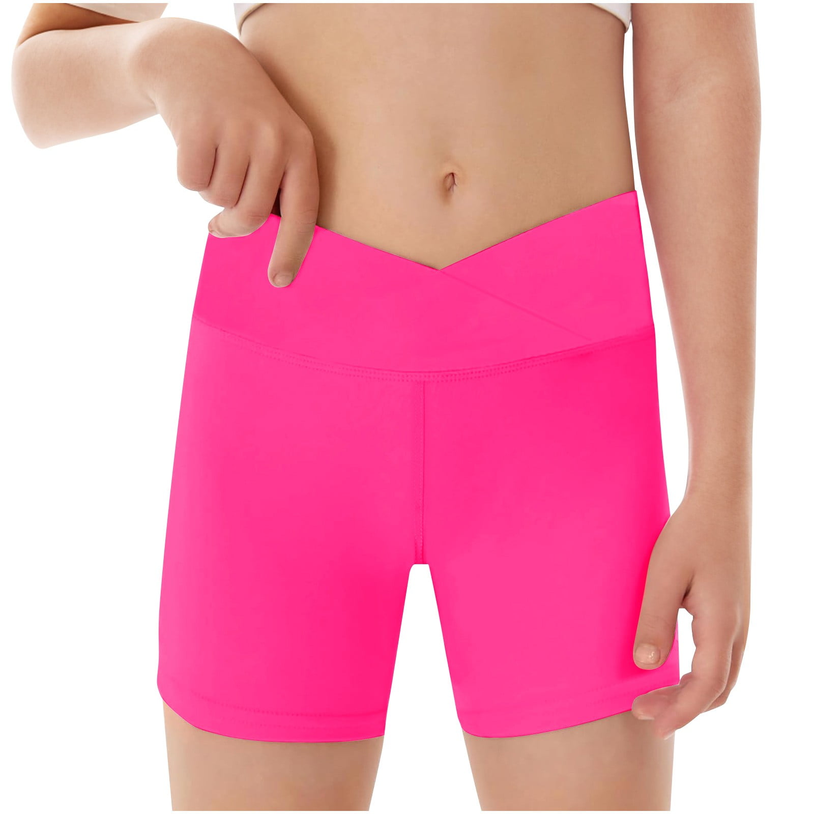 Girls Athletic Shorts Slim Tummy Control V Cross Waist Active Gym ...