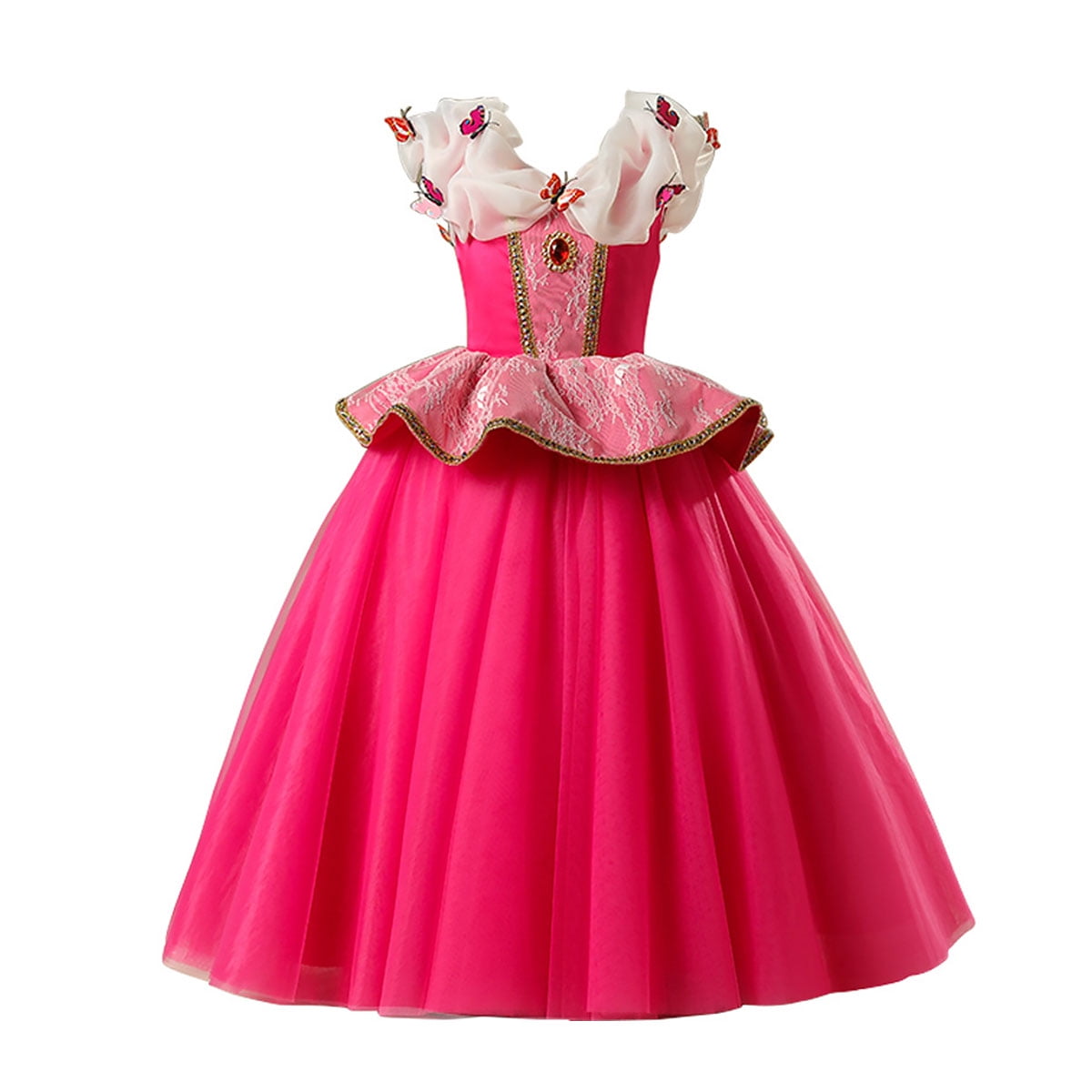 Girls Aurora Princess Dress Sleeping Beauty Fancy Dress Up Halloween ...