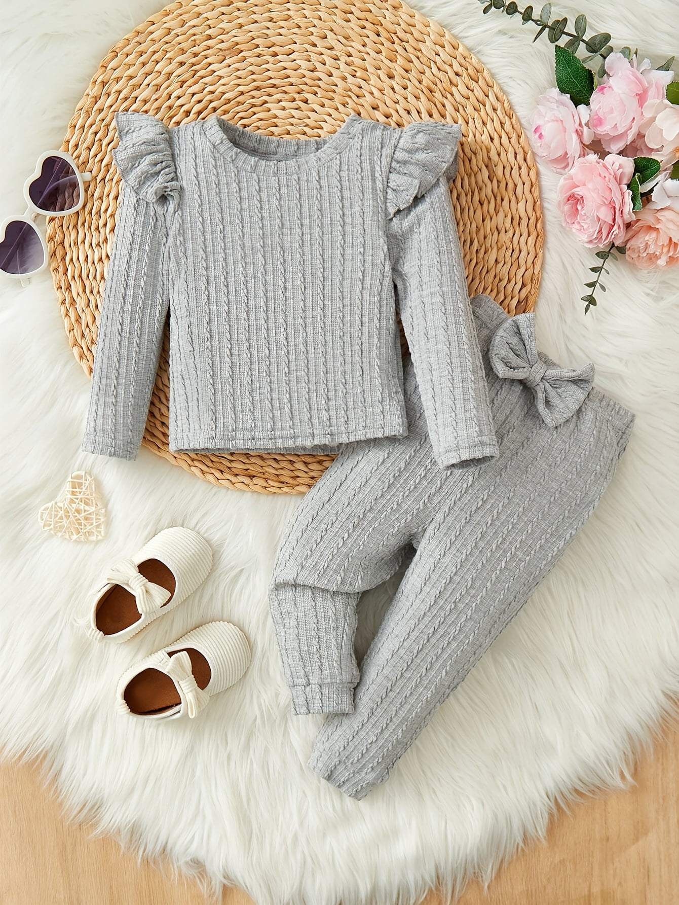 Girls Autumn Two-Piece Set with Bow Design New Children's Spring and ...