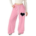 Girls BALL HEART Print Sweatpants Elastic Waist Wide Straight Leg Pants ...