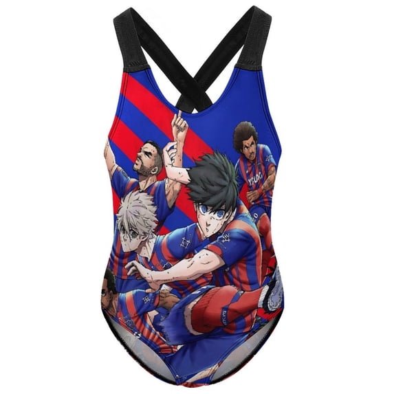 Girls BLUE Ball LOC-,K One Piece Swimsuits Quick Dry Swimwear Bathing ...