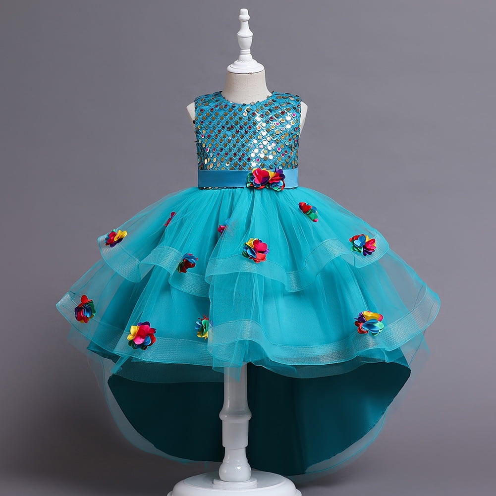 Girls Baby Blue Dress with flower without Sleeves For wedding, Pageant ...