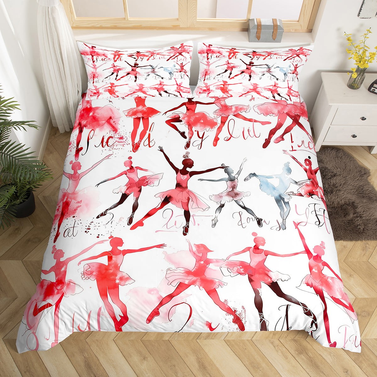 Ballet Bedding Sets Queen Size Princess Room Decor Duvet Cover American ...
